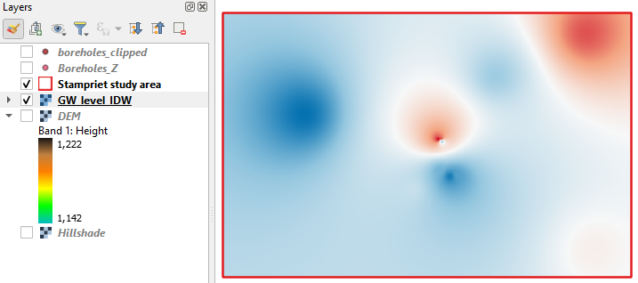 Tutorial: Create a groundwater level map from borehole data and a DEM | OCWGIS